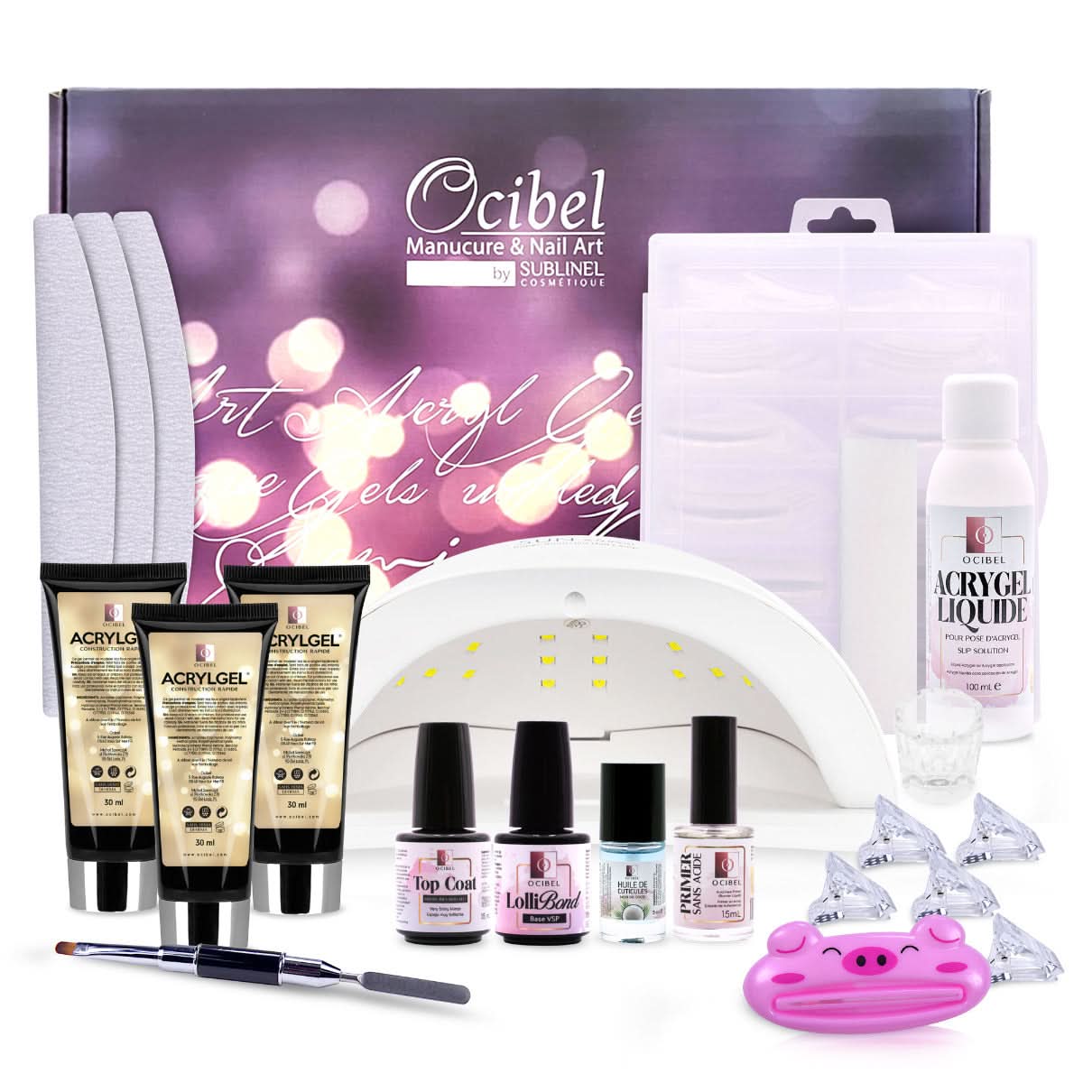 AcryGel Manicure Kit AcrylGel Polygel UV/LED Lamp 48W False Nails UV/L ...