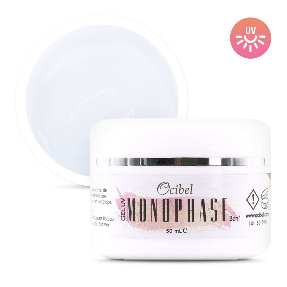 Gel Monophase UV (Base Construction Finition) 3 en 1 Transparent - 50 ...